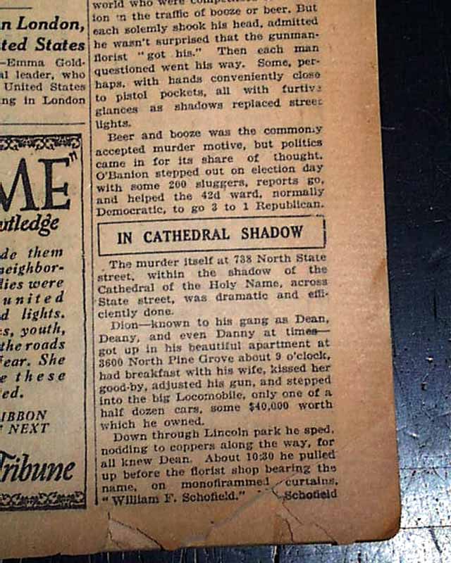 1924 Mobster Dean O'Banion assassination... - RareNewspapers.com