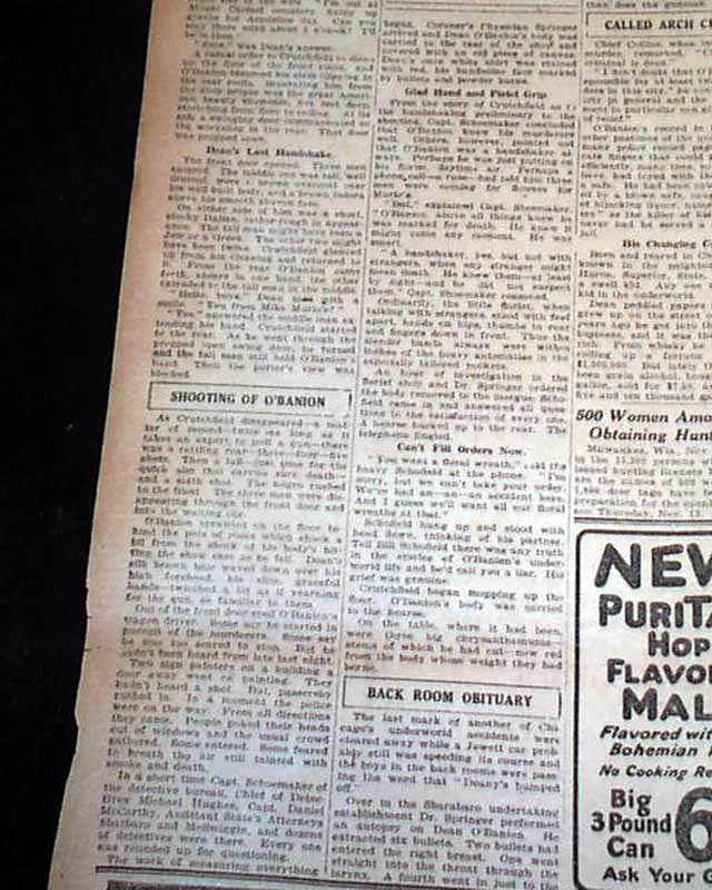 1924 Mobster Dean O'Banion assassination... - RareNewspapers.com