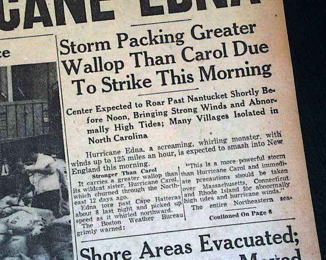 Hurricane Edna in 1954.... - RareNewspapers.com