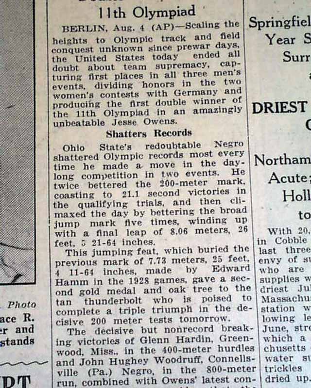 Jesse Owens wins olympic gold in 1936.... - RareNewspapers.com