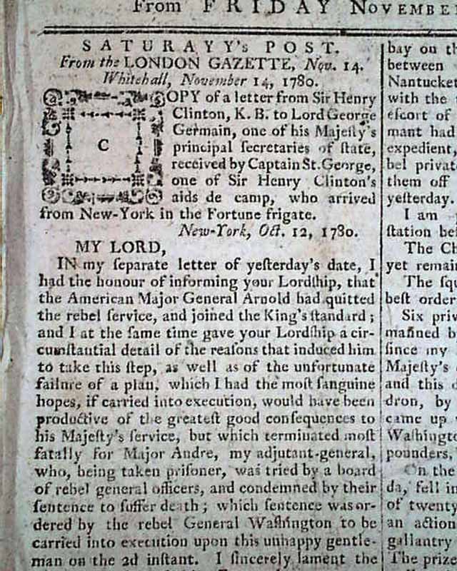 The Major Andre / Benedict Arnold treason... - RareNewspapers.com