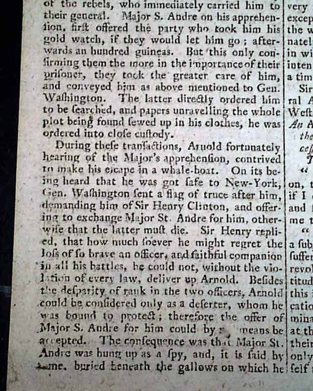 The Major Andre / Benedict Arnold treason... - RareNewspapers.com