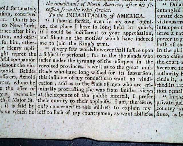 The Major Andre / Benedict Arnold treason... - RareNewspapers.com