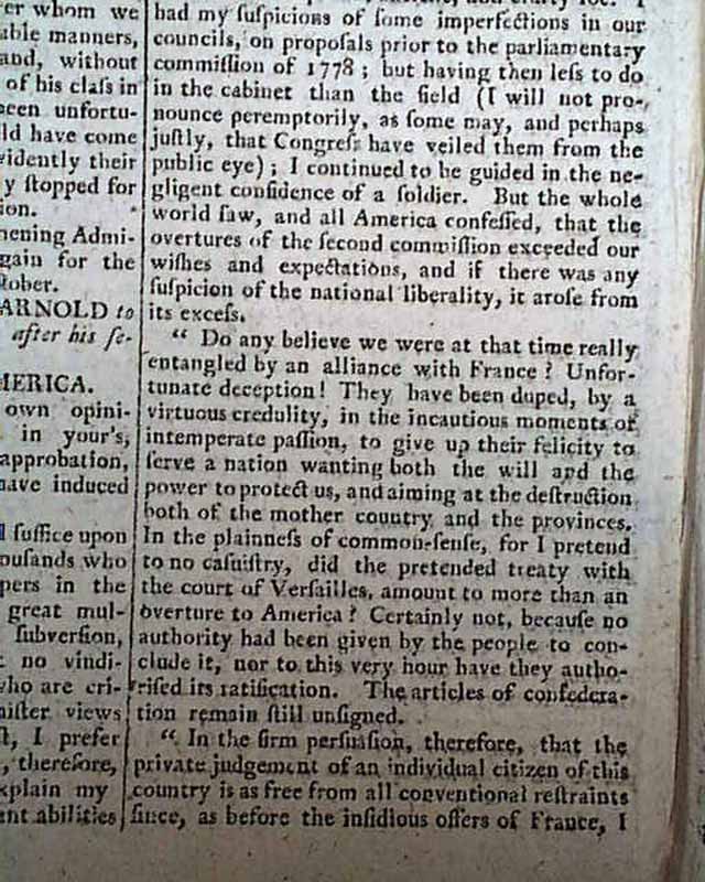 The Major Andre / Benedict Arnold treason... - RareNewspapers.com