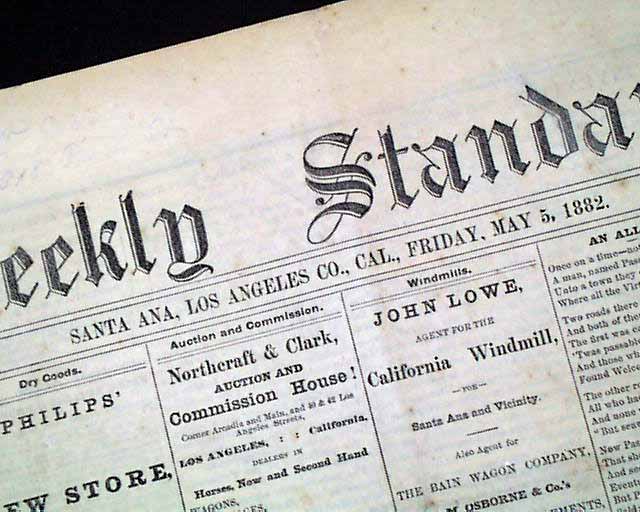 1882 Old West Newspaper From Santa Ana CA...... - RareNewspapers.com