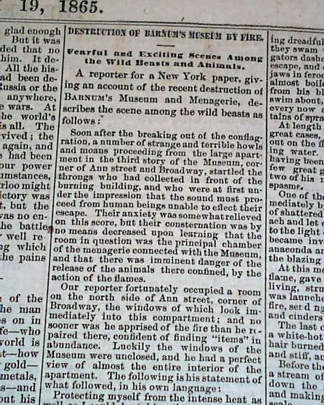 Barnum's Museum destroyed by fire... - RareNewspapers.com