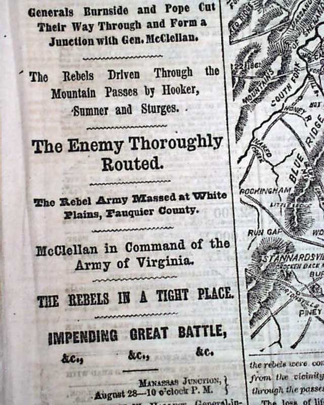 Very large front page Civil War map... - RareNewspapers.com