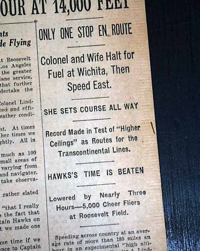 Charles Lindbergh breaks transcontinental flight record ...