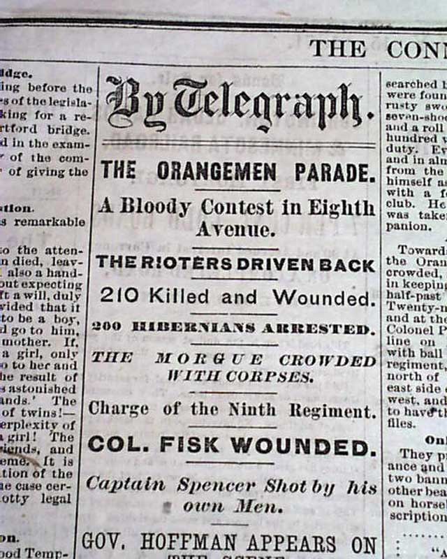 NYC Orange riot... Irish Protestants vs. Catholics... - RareNewspapers.com