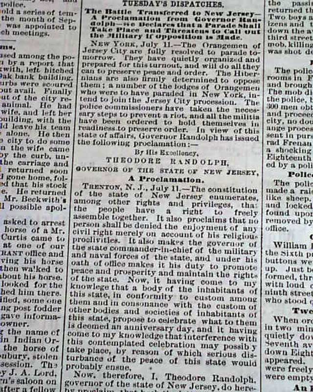 NYC Orange riot... Irish Protestants vs. Catholics... - RareNewspapers.com