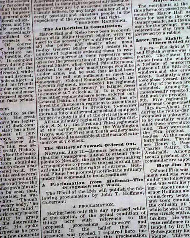 NYC Orange riot... Irish Protestants vs. Catholics... - RareNewspapers.com