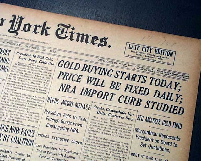 1933 Gold buying experiment.... - RareNewspapers.com