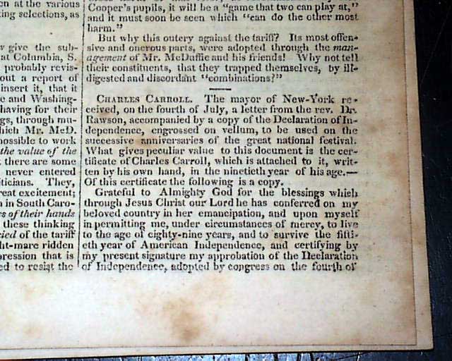 Charles Carroll & the Declaration of Independence... - RareNewspapers.com
