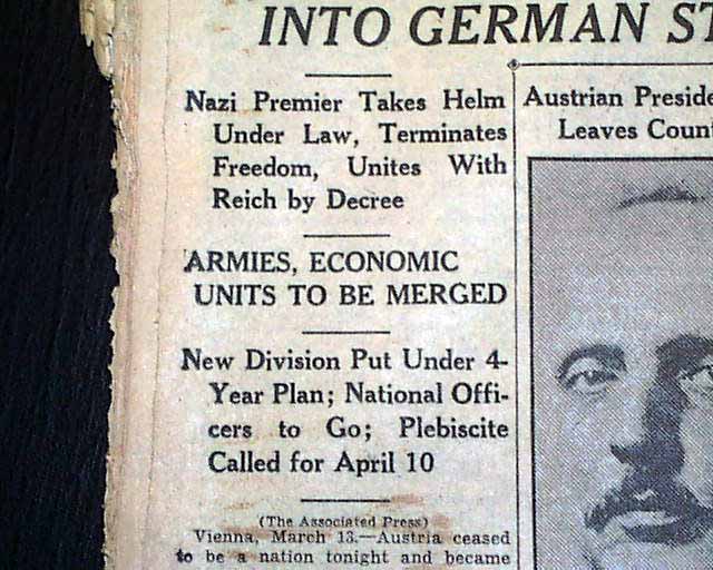 Hitler enters Austria in 1938... - RareNewspapers.com