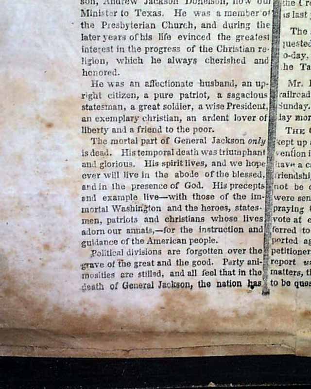 Death of Andrew Jackson... - RareNewspapers.com