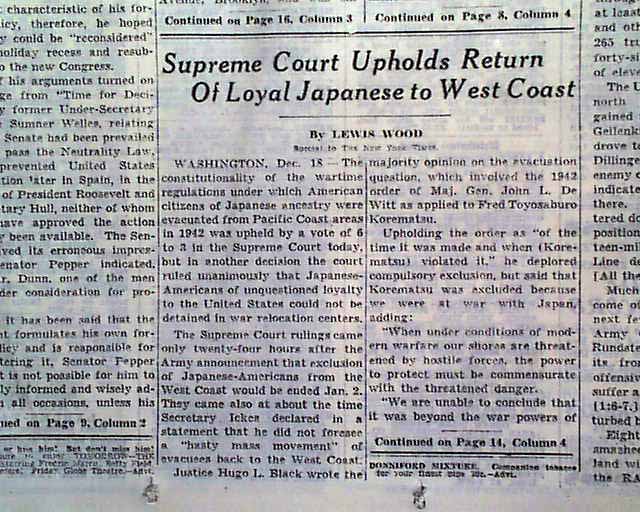 Korematsu vs. United States... - RareNewspapers.com