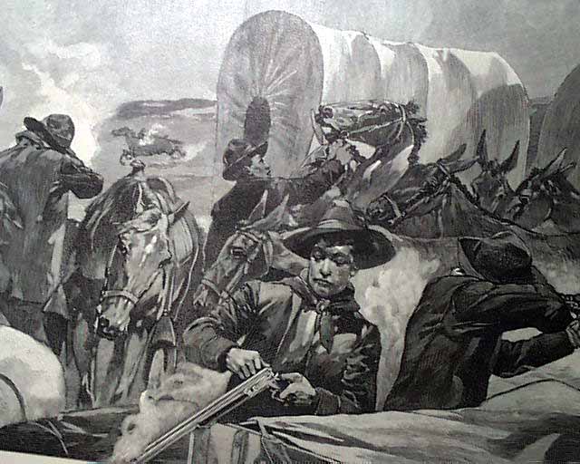 Wagon train attack near Wounded Knee Creek... - RareNewspapers.com