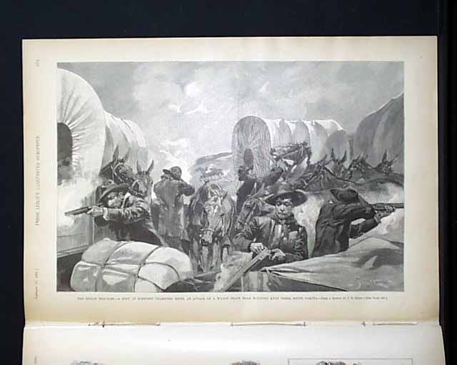 Wagon train attack near Wounded Knee Creek... - RareNewspapers.com