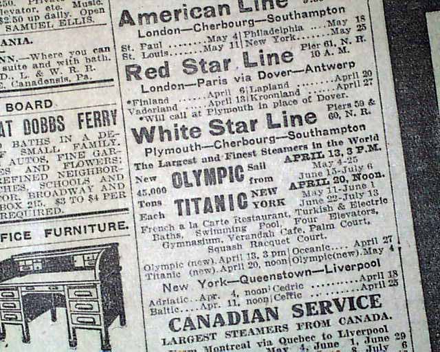 Sinking of the Titanic... Ad for a return trip on the Titanic ...