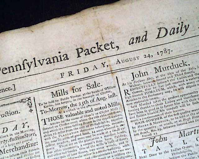 1787 Constitutional Convention era original..... - RareNewspapers.com