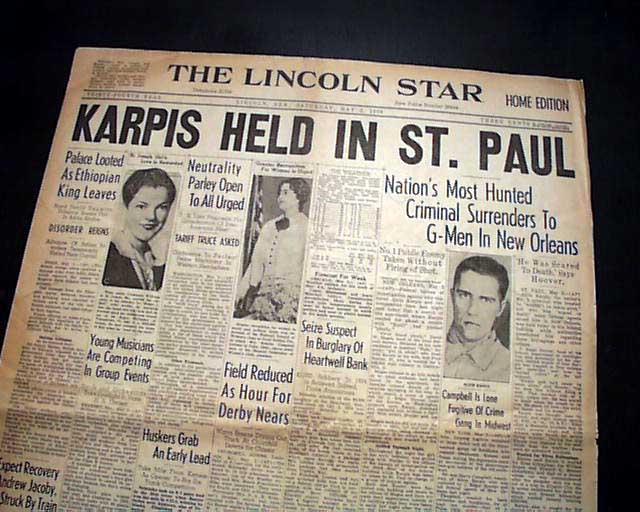 Capture of public enemy #1, Alvin Karpis... - RareNewspapers.com