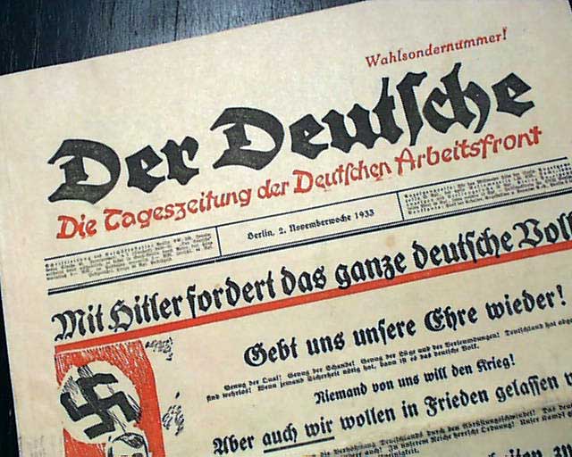 Nazi propaganda newspaper: a special edition... - RareNewspapers.com