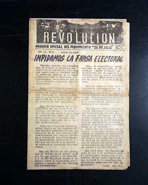 Castro's newspaper from the Cuban Revolution... - RareNewspapers.com