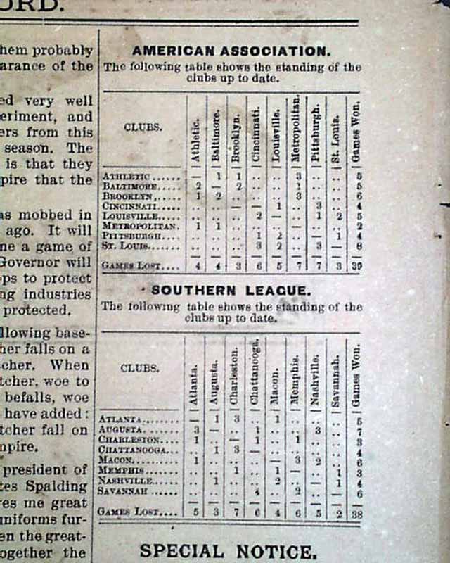 Very rare baseball newspaper from 1886... - RareNewspapers.com