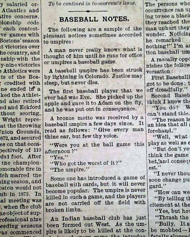 Very rare baseball newspaper from 1886... - RareNewspapers.com