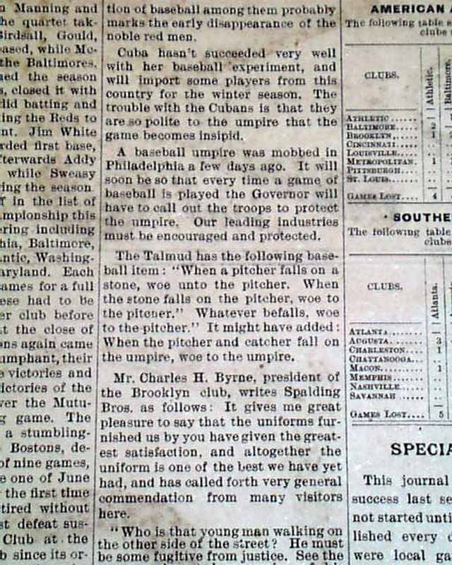 Very rare baseball newspaper from 1886... - RareNewspapers.com