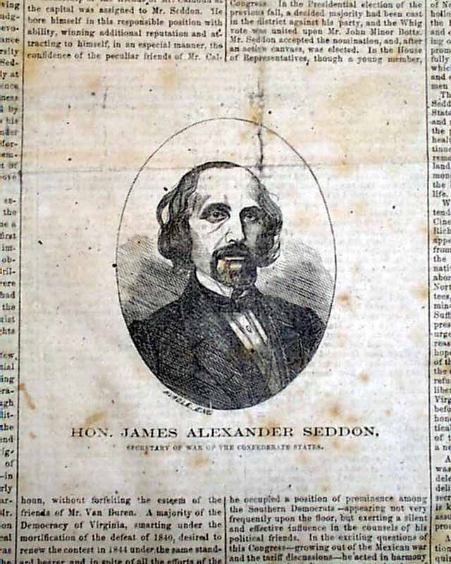 Secretary of War James Seddon... The Confederate version of "Harper's ...