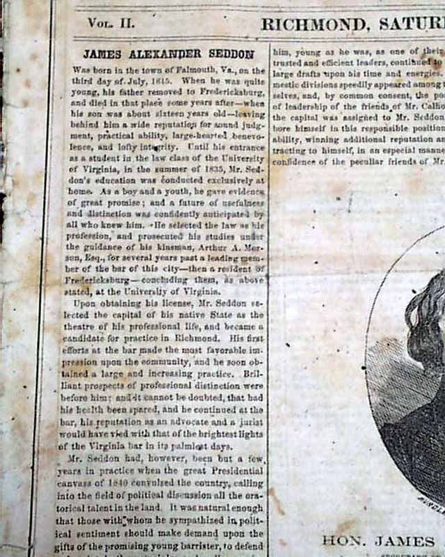 Secretary of War James Seddon... The Confederate version of "Harper's ...