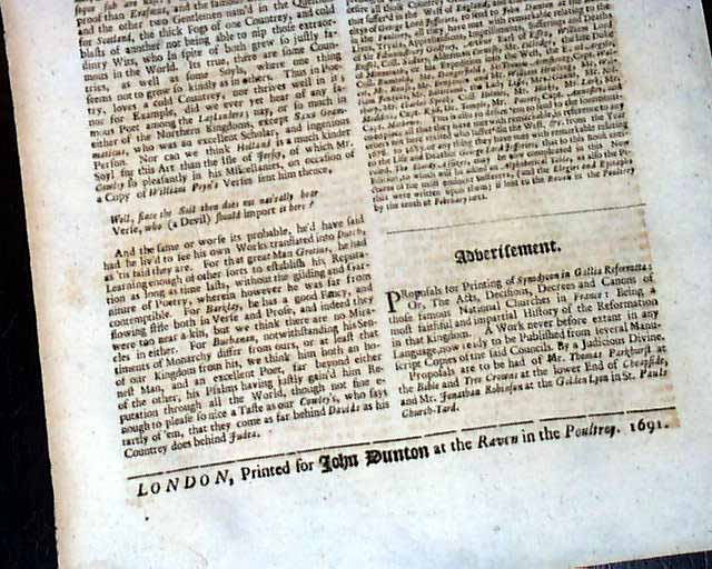 Gentleman's newspaper from 17th century England... - RareNewspapers.com