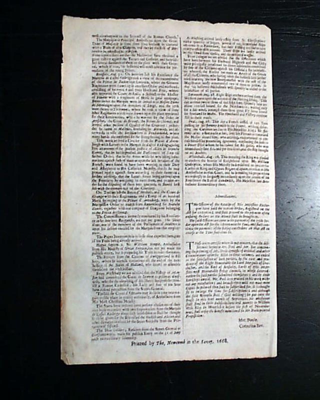 Genuine London Gazette newspaper from 1668... - RareNewspapers.com