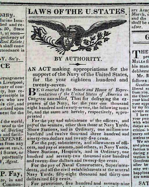 U.S. Navy act in 1827.... - RareNewspapers.com