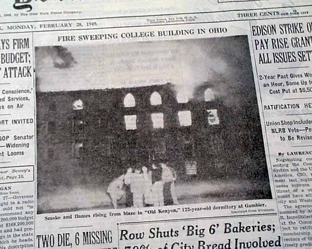 Old Kenyon dormitory fire of 1949... - RareNewspapers.com