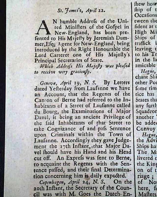 World's Oldest NEWSPAPER 1723 Gazette 285 YEARS OLD... - RareNewspapers.com