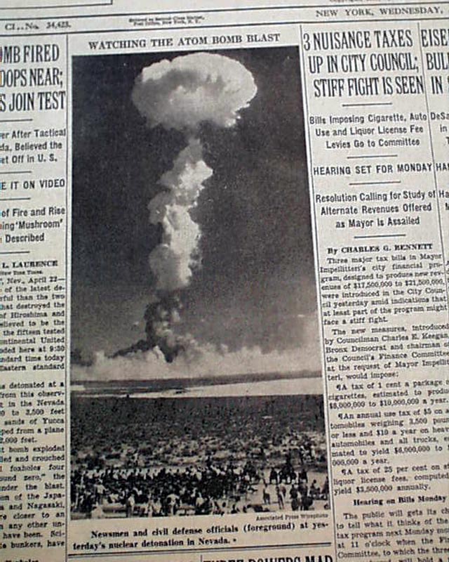 Atomic Bomb test at Yucca Flat in Nevada... - RareNewspapers.com