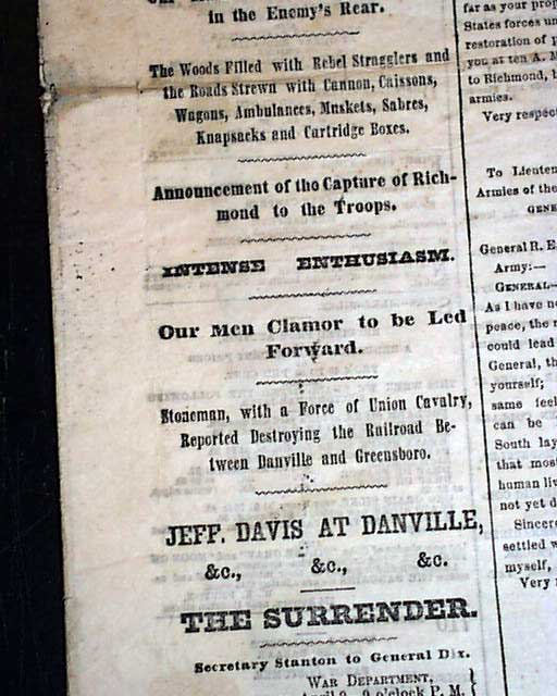 The surrender of Lee to Grant at Appomattox... - RareNewspapers.com