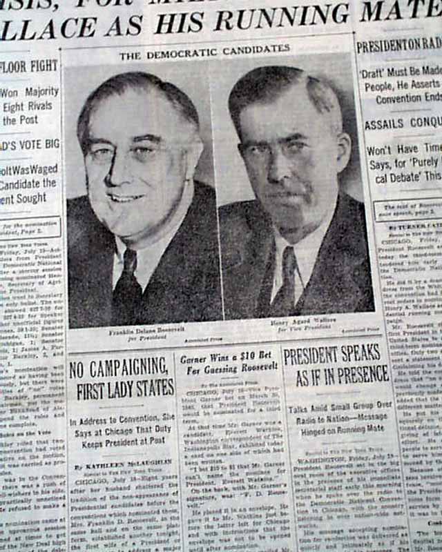 FDR nominated for 3rd term.... 1st & only time ever... - RareNewspapers.com