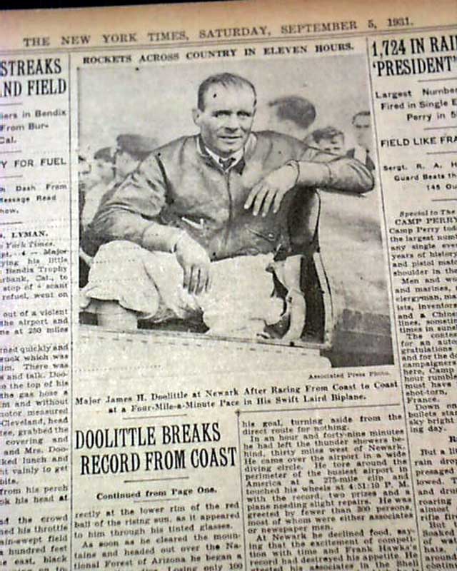 1931 Jimmy Doolittle transcontinental flight record... - RareNewspapers.com