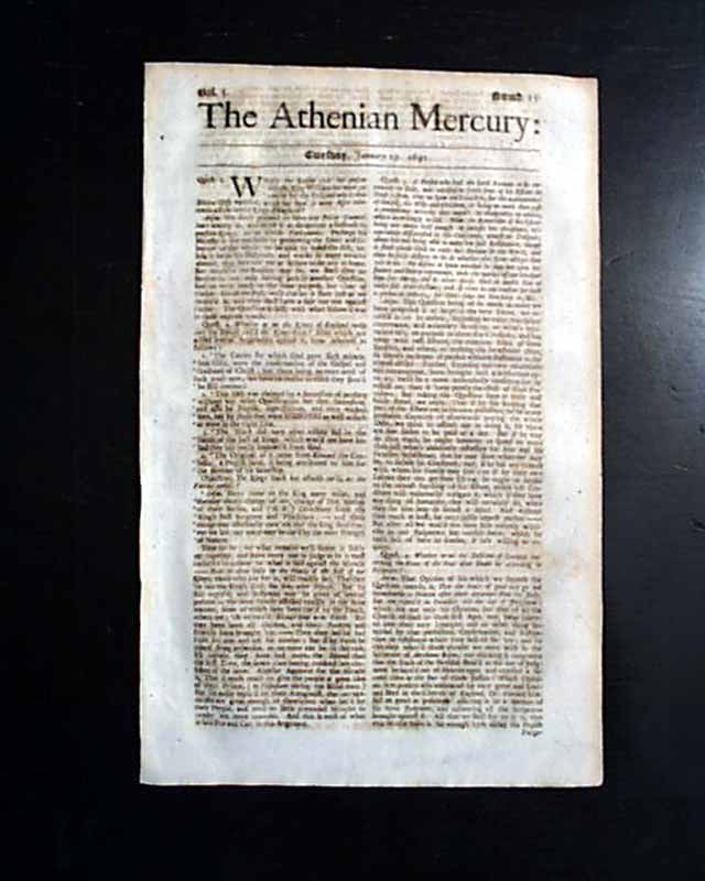 Gentleman's newspaper from 17th century England... - RareNewspapers.com