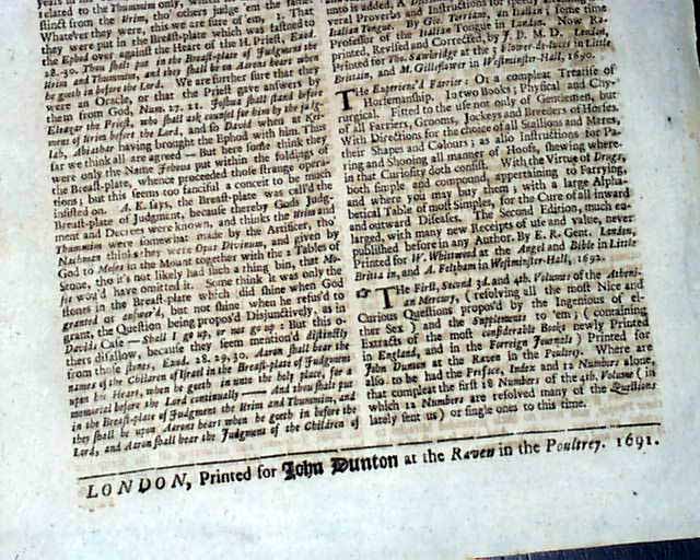 Gentleman's newspaper from 17th century England... - RareNewspapers.com