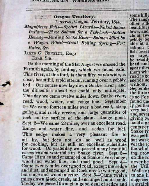 Early Oregon exploration in 1845... - RareNewspapers.com