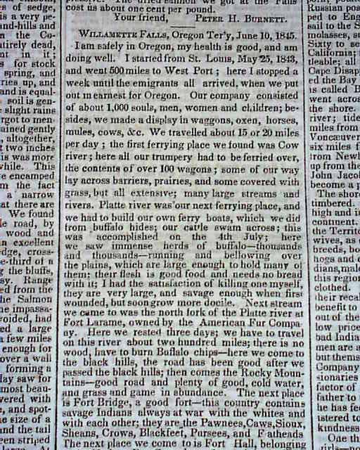 Early Oregon exploration in 1845... - RareNewspapers.com