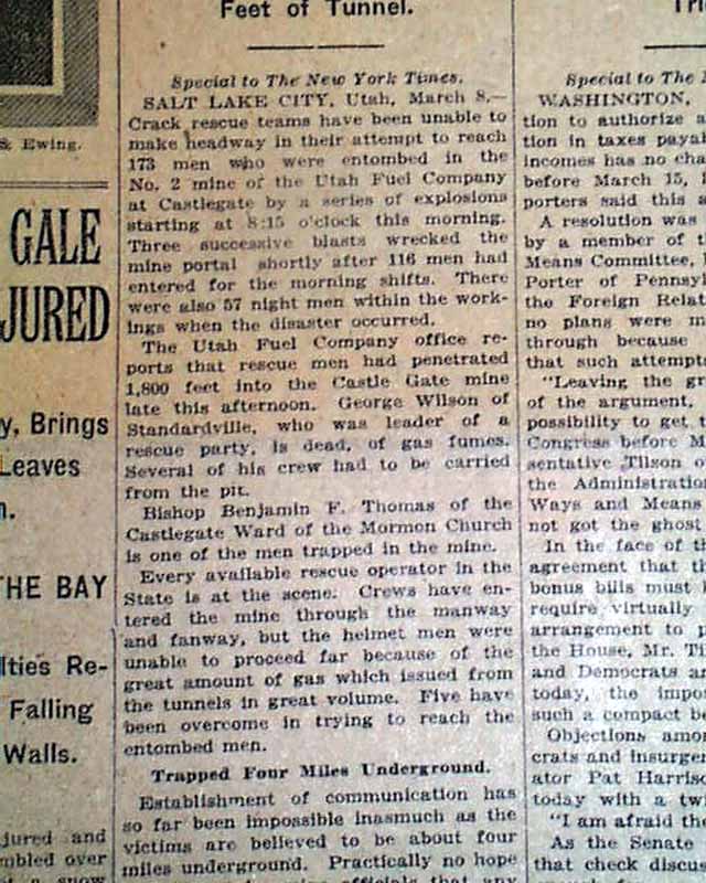 Castle Gate, Utah mine disaster... - RareNewspapers.com