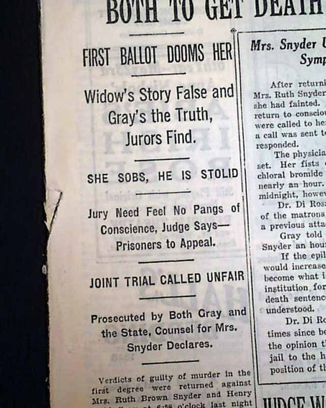 Ruth Snyder & Judd Gray guilty in 1927... - RareNewspapers.com