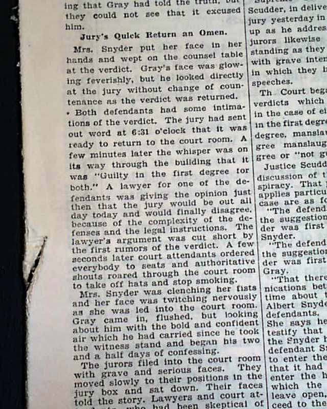 Ruth Snyder & Judd Gray guilty in 1927... - RareNewspapers.com