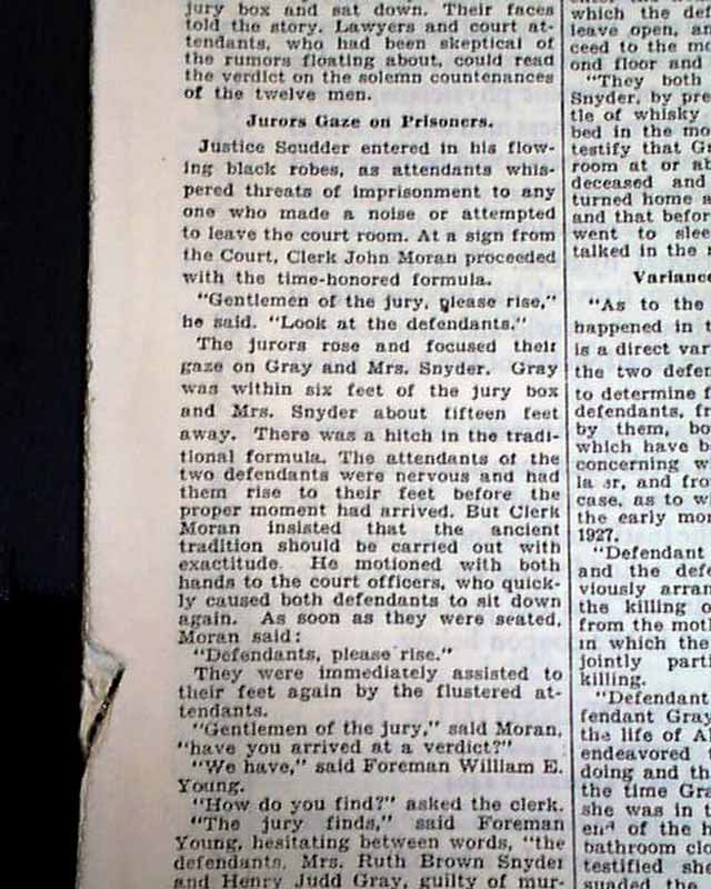 Ruth Snyder & Judd Gray guilty in 1927... - RareNewspapers.com