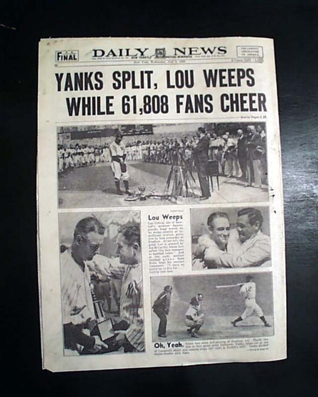 Lou Gehrig's "Luckiest man alive" day... - RareNewspapers.com
